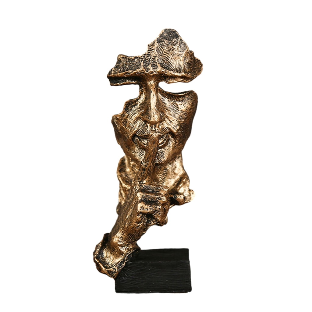 Peiiwdc Statue is Gold Figurines Resin Decor for Office Living Room ...