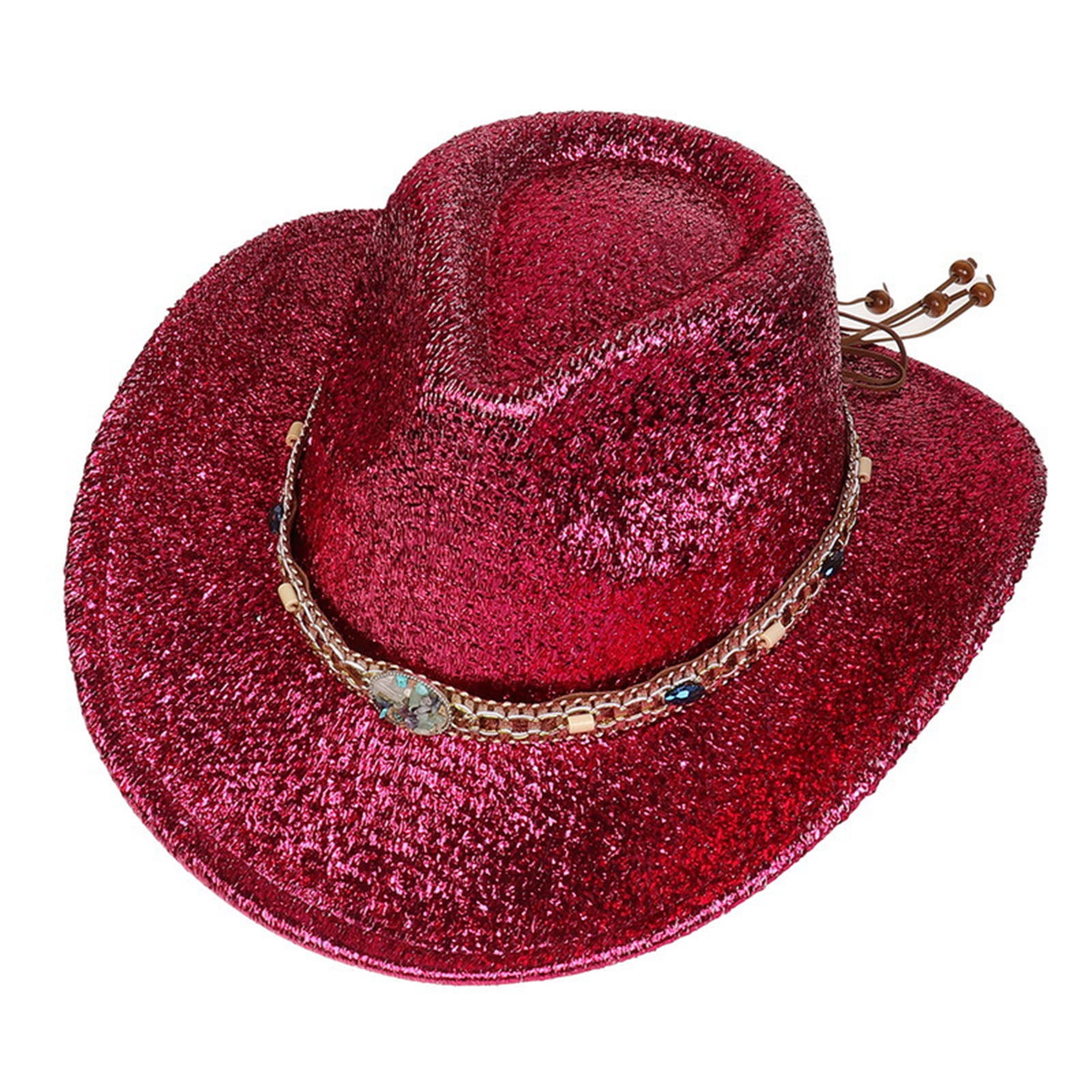 Peiiwdc Vacation Hat Adornment Sequined Rapper Gleaming Panama Hat for ...