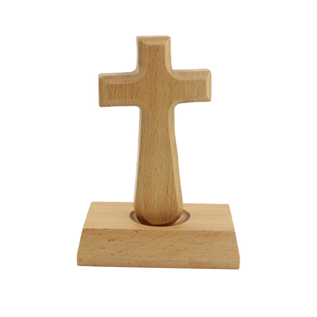Peiiwdc Wood Catholic with Stand Religious Standing Crucifix Home Shelf ...