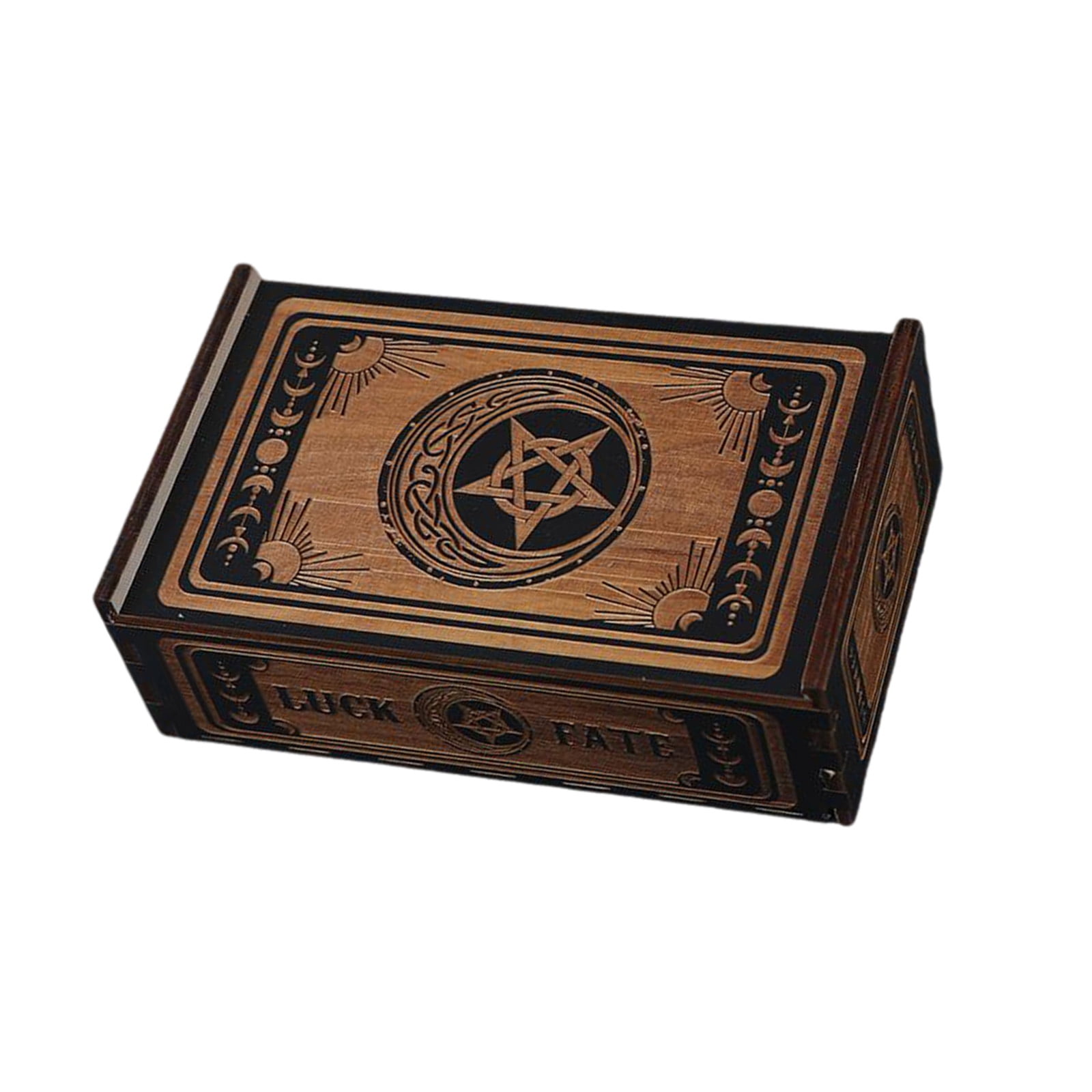 Peiiwdc Wood Tarot Card Storage Case Push Pull Tarot Storage Box ...