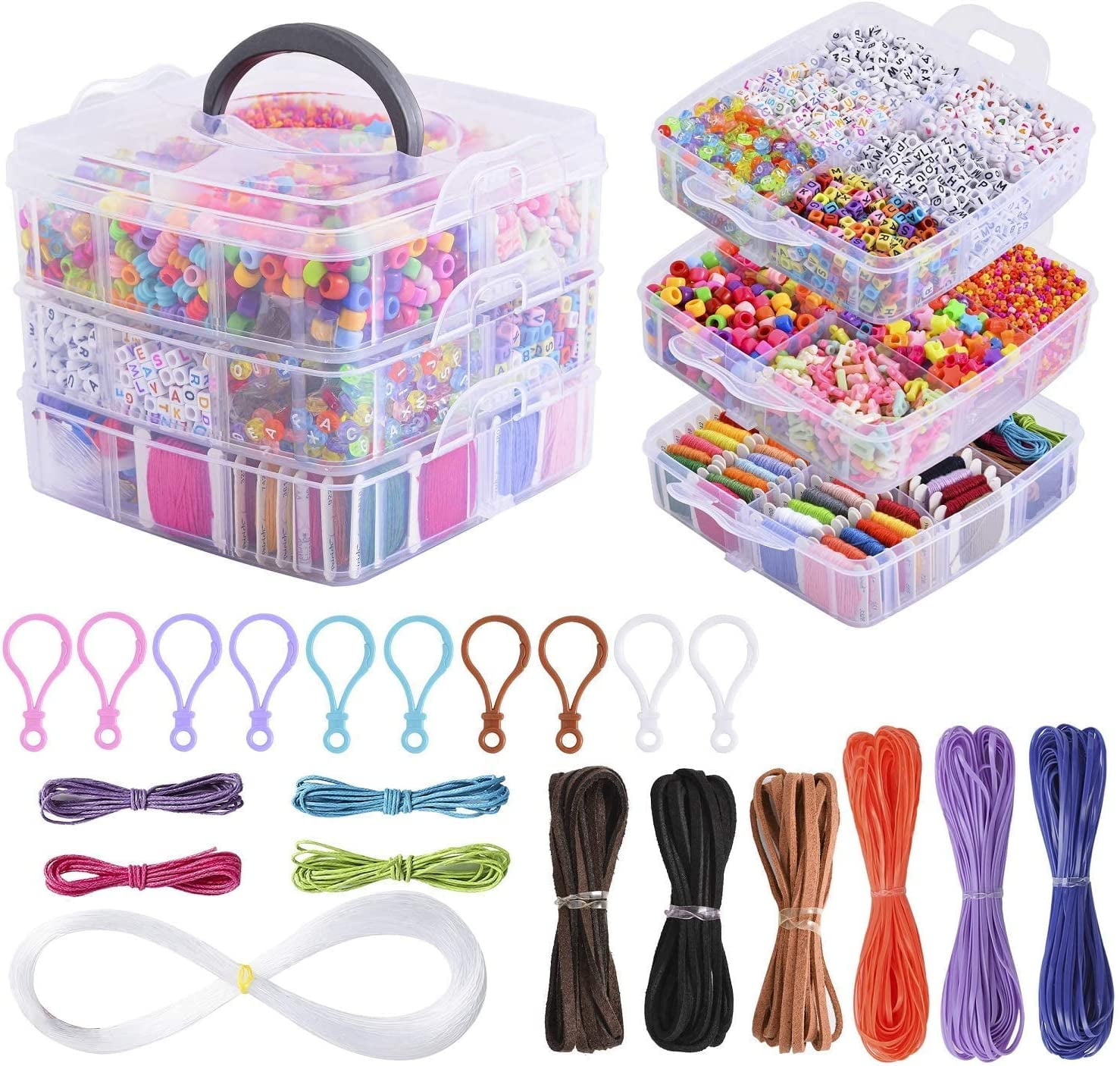 Peirich Bead Kit for Crafts, Jewelry - 5006 pcs, 44-Color Floss ...