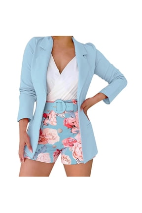 Blazer Shorts Set Women Stylish 2 Piece Outfits