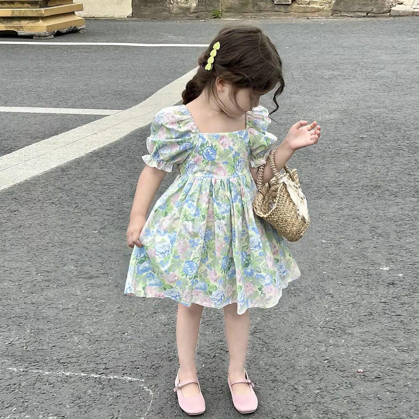 Pejock Girls Summer Dress Floral Backless with Puff Sleeves - Playful ...