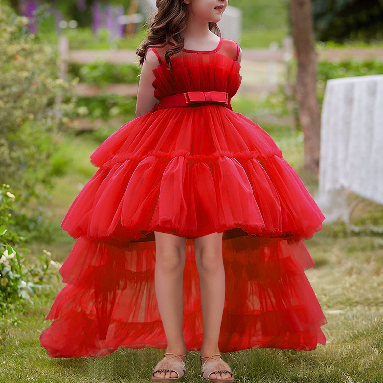 Pejock Girls Wedding Dress - Short Sleeve Off-Shoulder Flower Girl Gown ...
