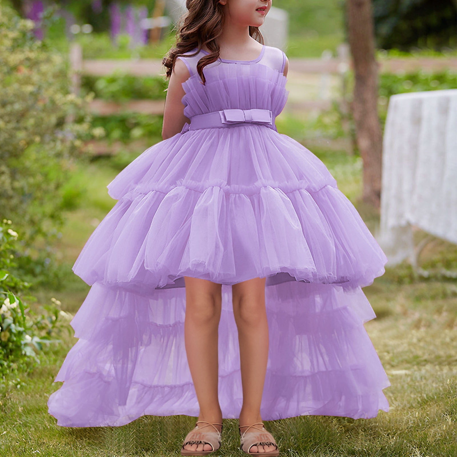 Pejock Girls Wedding Dress - Short Sleeve Off-Shoulder Flower Girl Gown ...