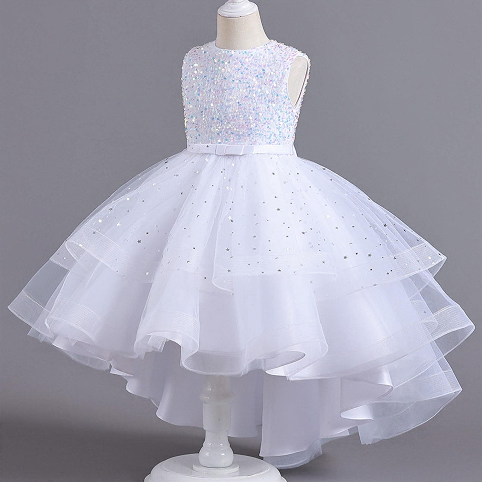 Pejock Girls Wedding Dress - Sleeveless Off-Shoulder Flower Girl Gown ...