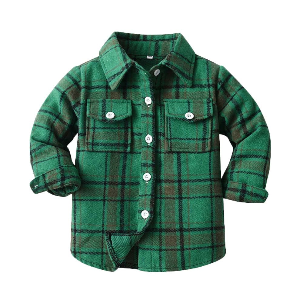 Pejock Kids Little Boys Girls Baby Long Sleeve Button Down Plaid ...