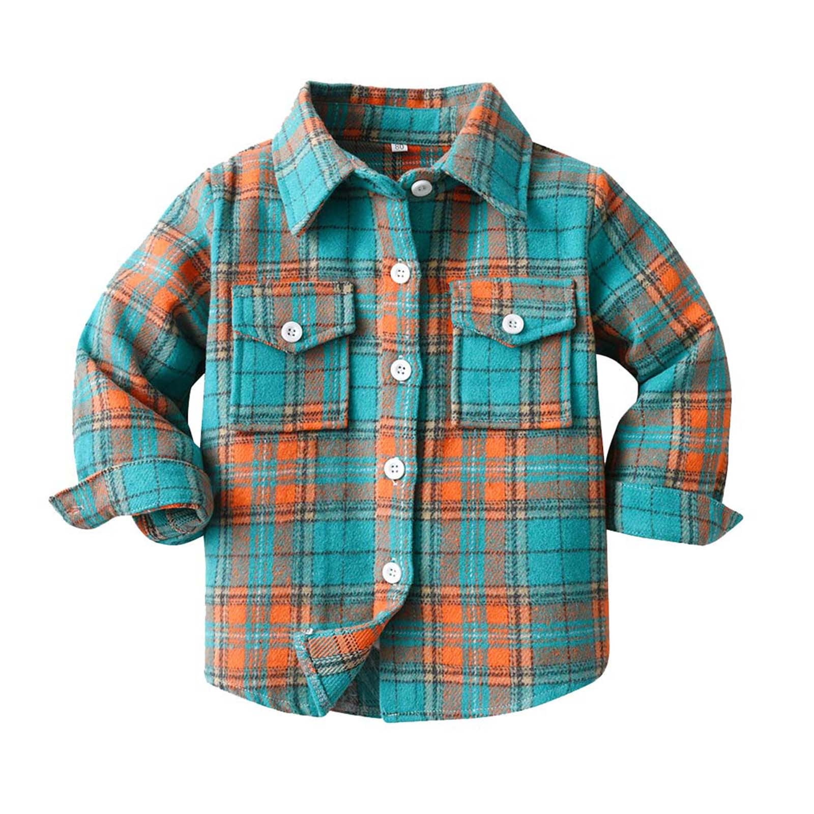 Pejock Kids Little Boys Girls Baby Long Sleeve Button Down Plaid ...