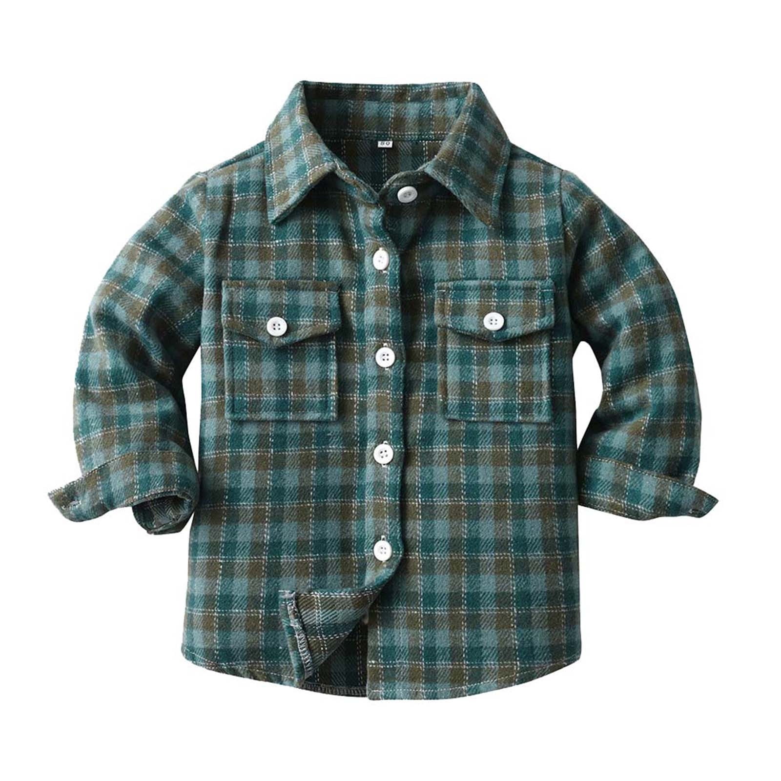 Pejock Kids Little Boys Girls Baby Long Sleeve Button Down Plaid ...