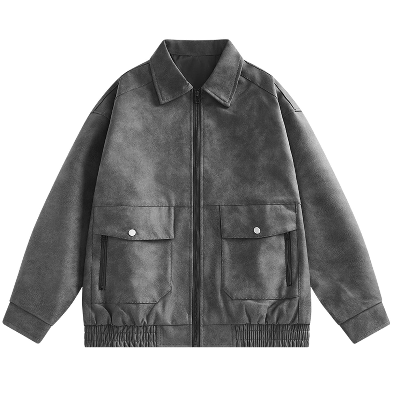 Pejock Men's Faux Leather Motorcycle Jacket, Casual Biker Coat with ...