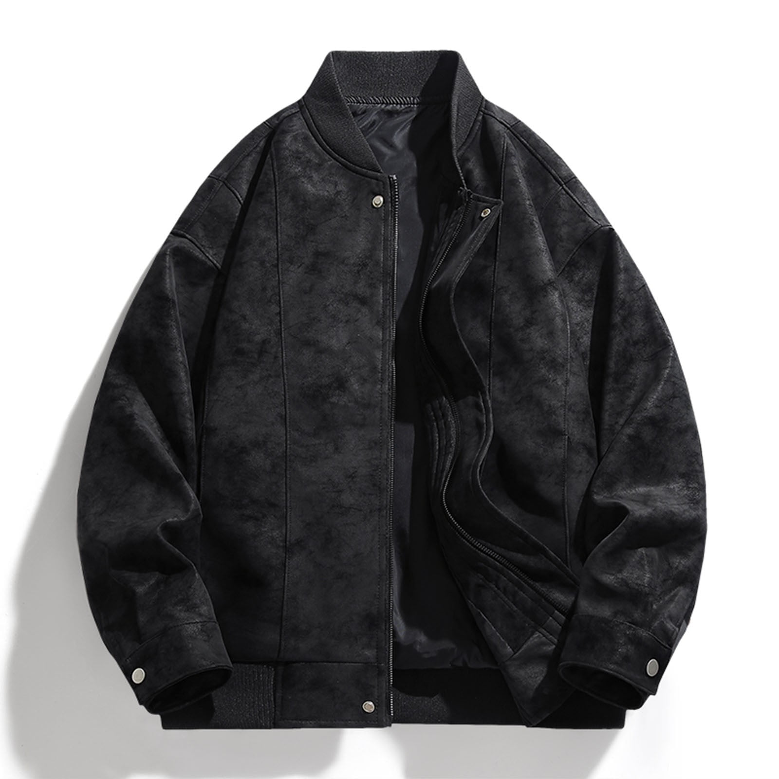 Pejock Men's Faux Leather Motorcycle Jacket, Casual Biker Coat with ...