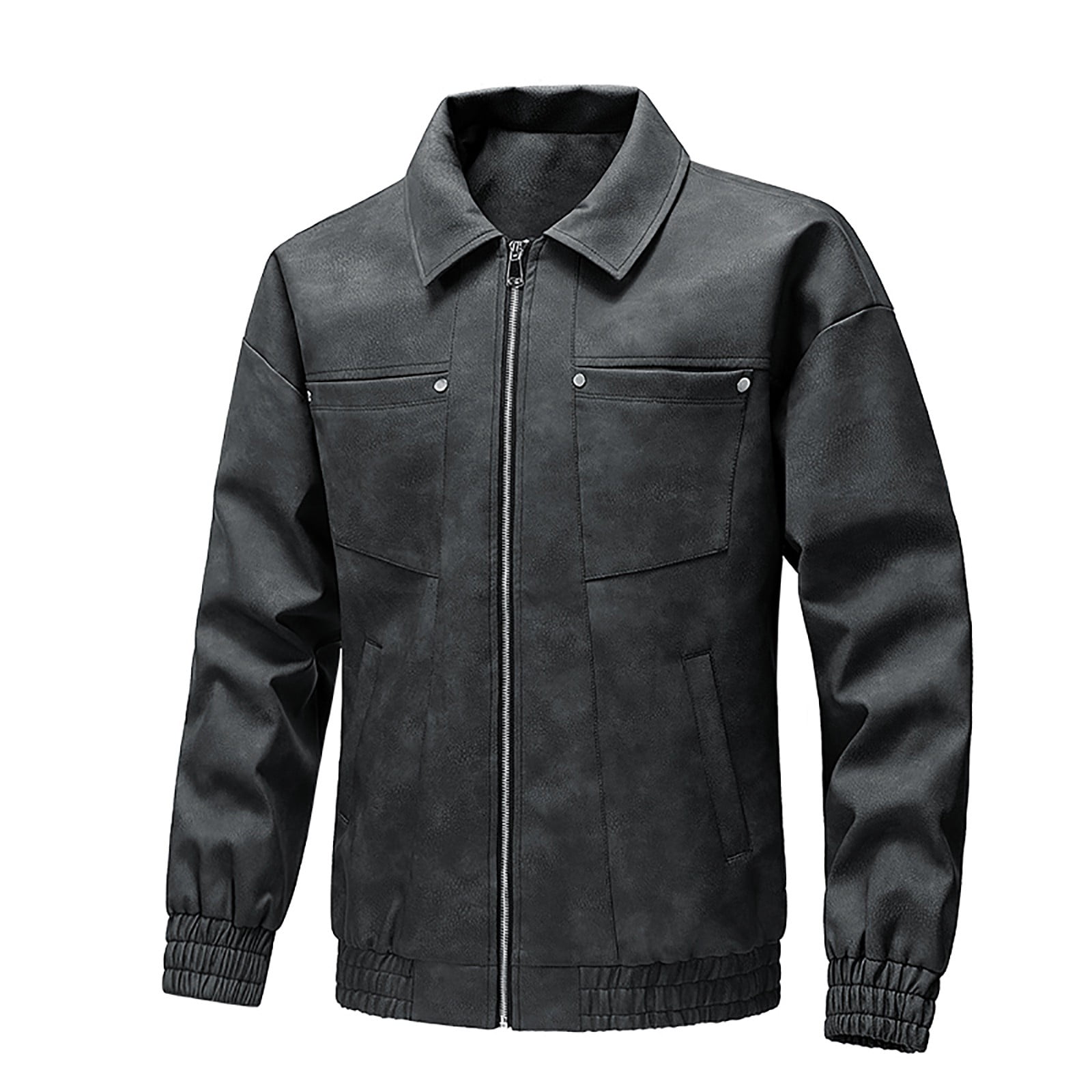Pejock Men's Leather Motorcycle Jacket - Biker Style Casual Coat ...