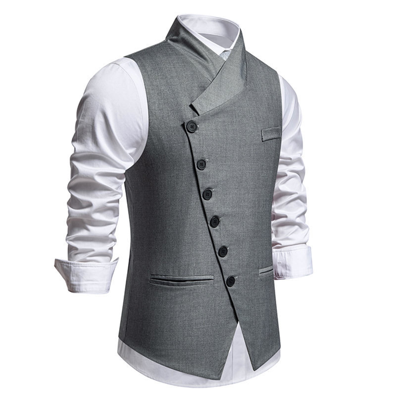 Pejock Mens Formal Suit Vest Slim Fit Casual Business Dress Waistcoat ...