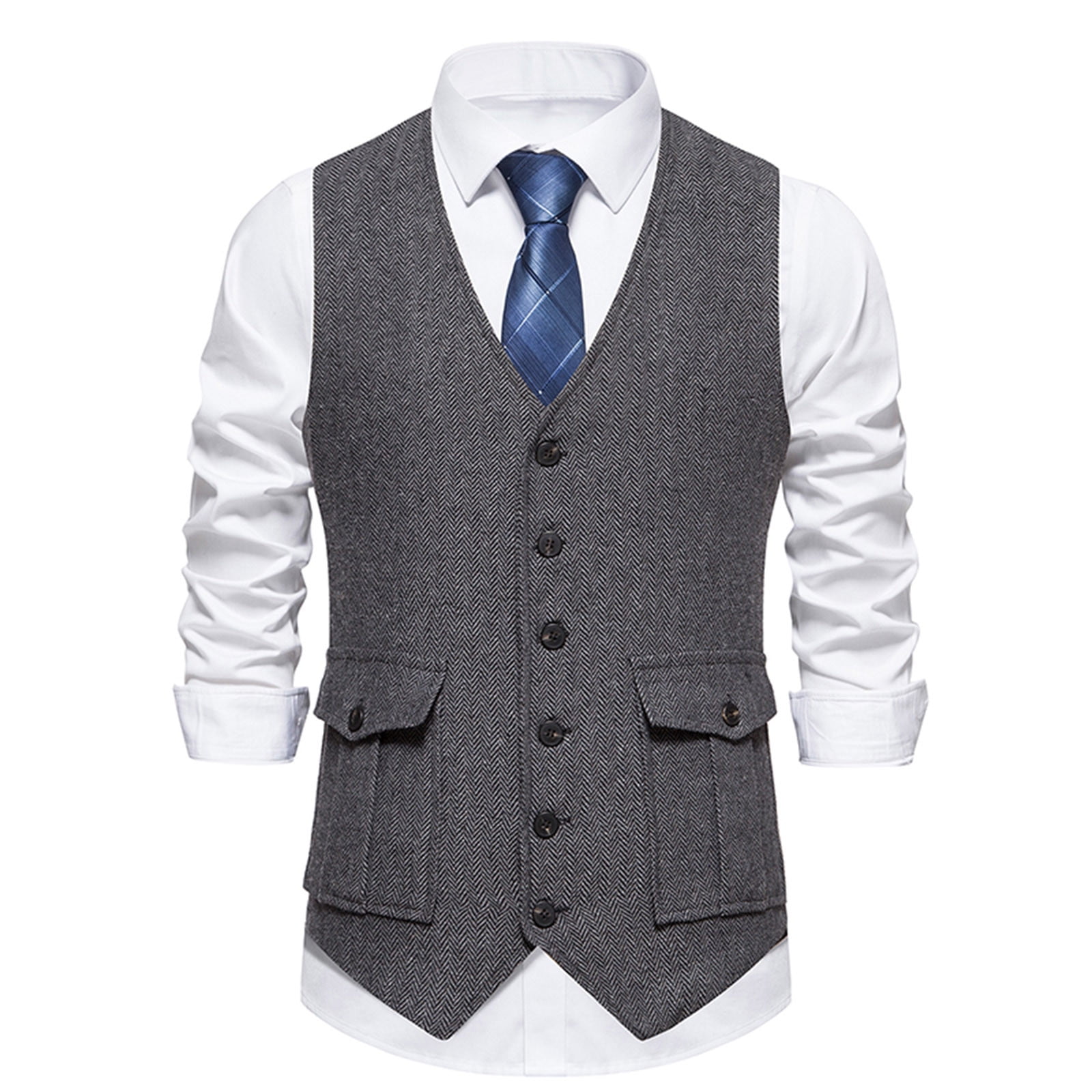Pejock Mens Suit Vest Business Formal Dress Slim Fit Casual Waistcoat ...