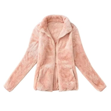 Women's 2022 Fashion Winter Coat Long Sleeve Lapel Zip Up Faux Shearling Shaggy Oversized ...