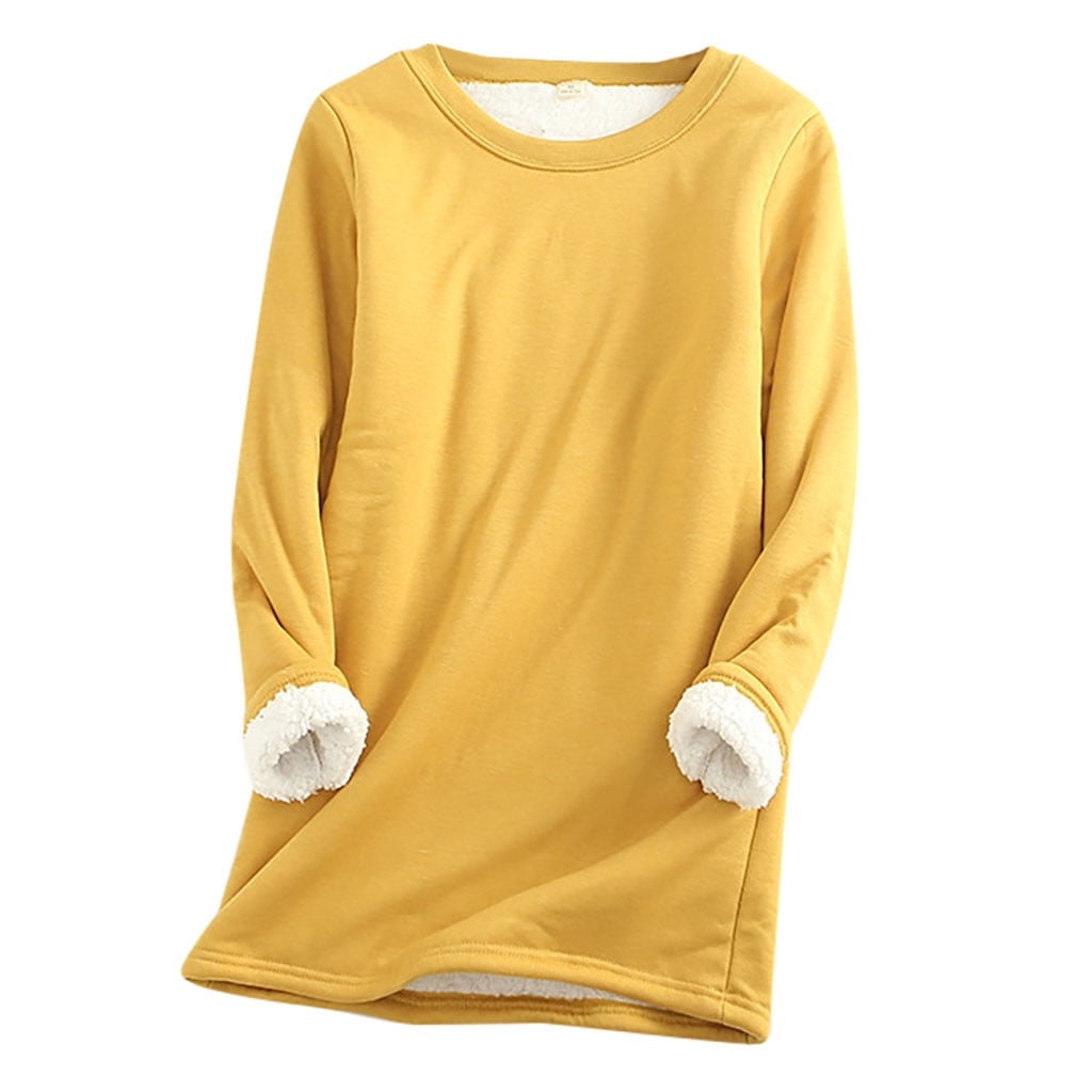 Pejock Womens Winter Warm Sherpa Lined Fleece Crewneck Sweatshirt Pullover Loungewear Tunic