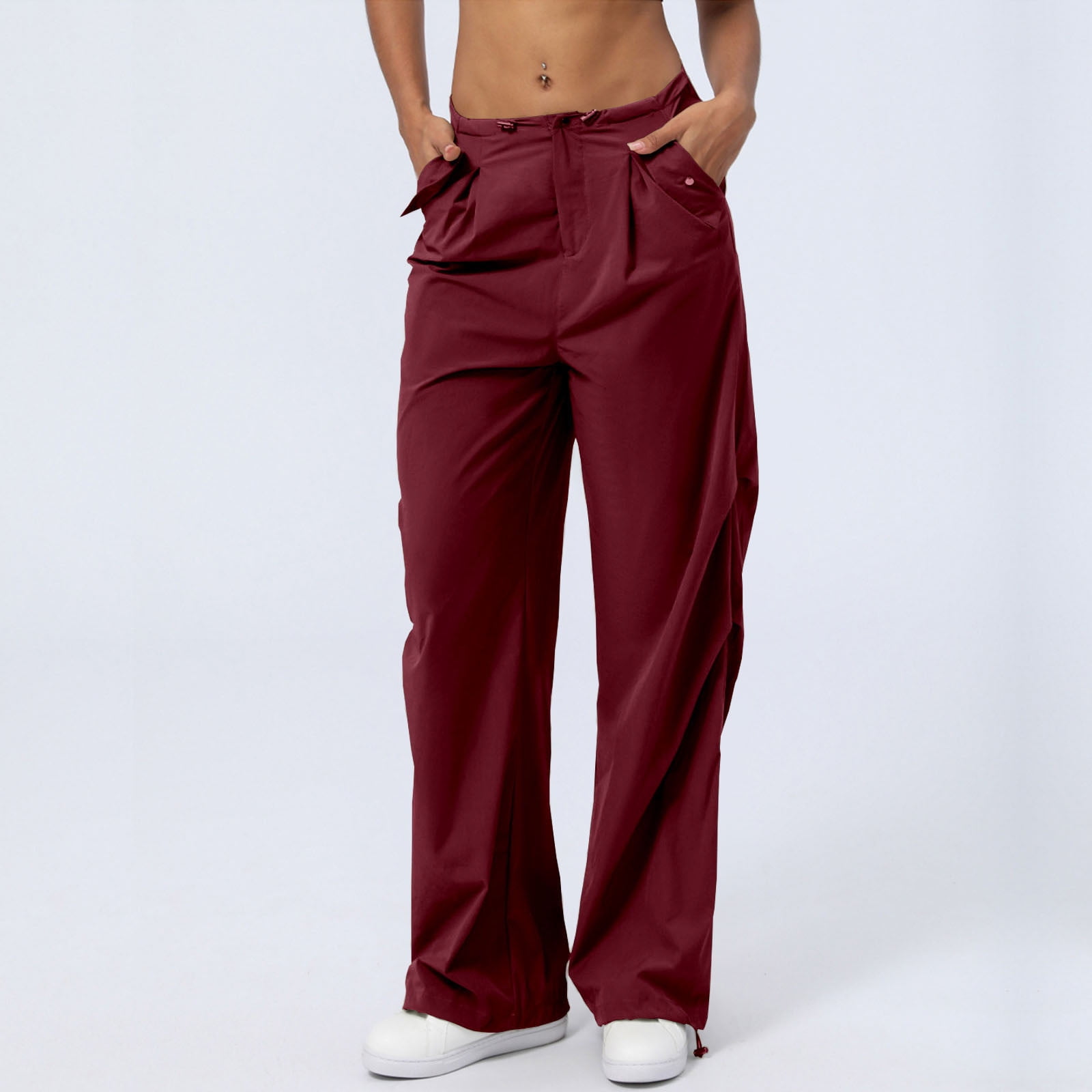 Pejock Women's Work Pants with Button Pockets & Drawstring Waist, Loose ...