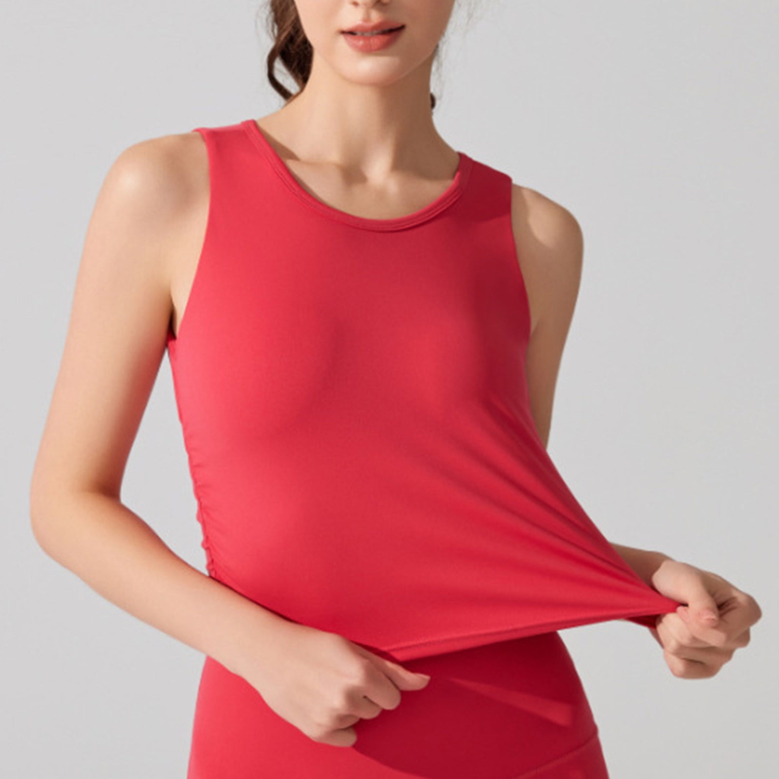 Pejock Women's Workout Tank with Shelf Bra, Padded High Support ...