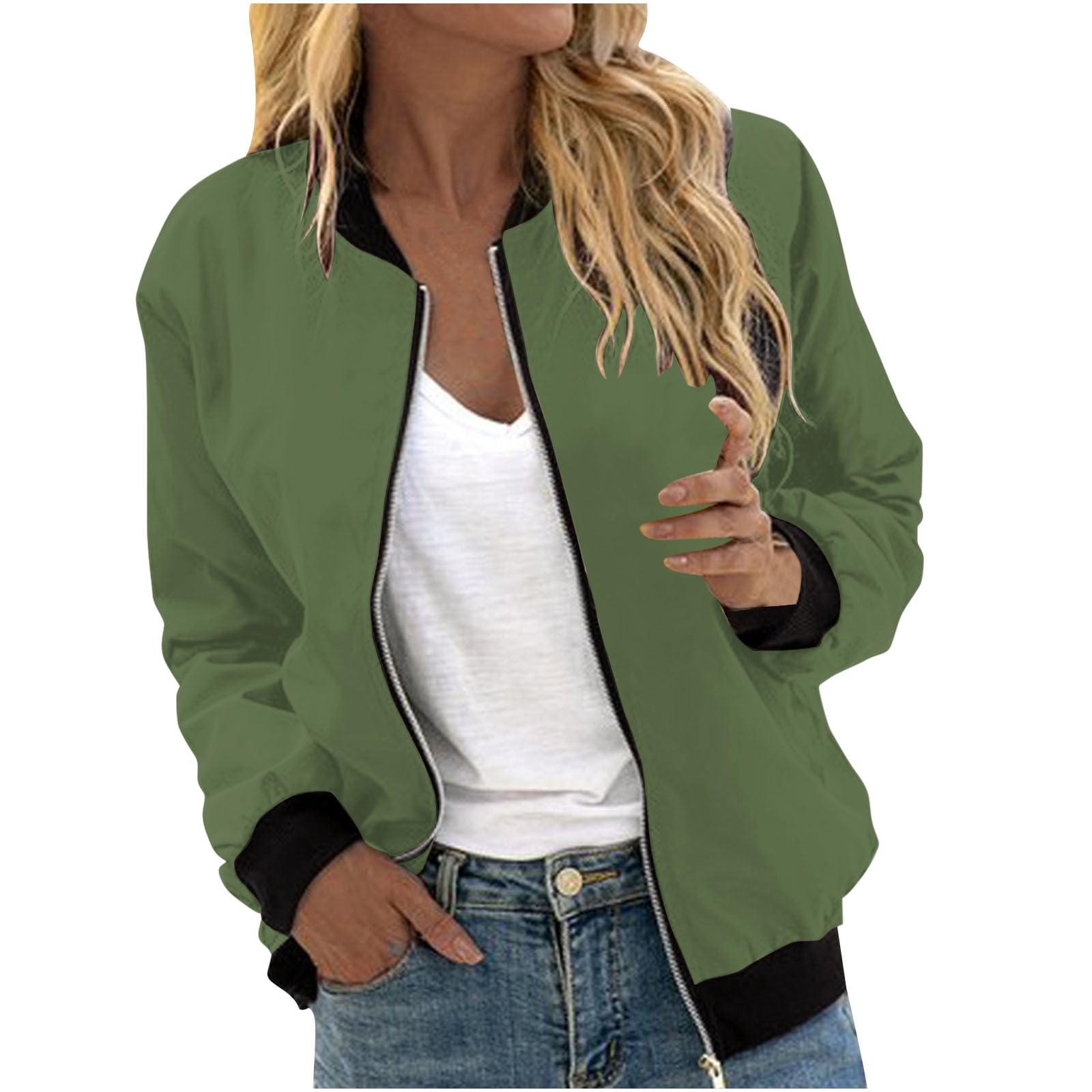 Pejock Women's Zip up Hoodless Sweatshirt Jacket Lightweight Casual ...