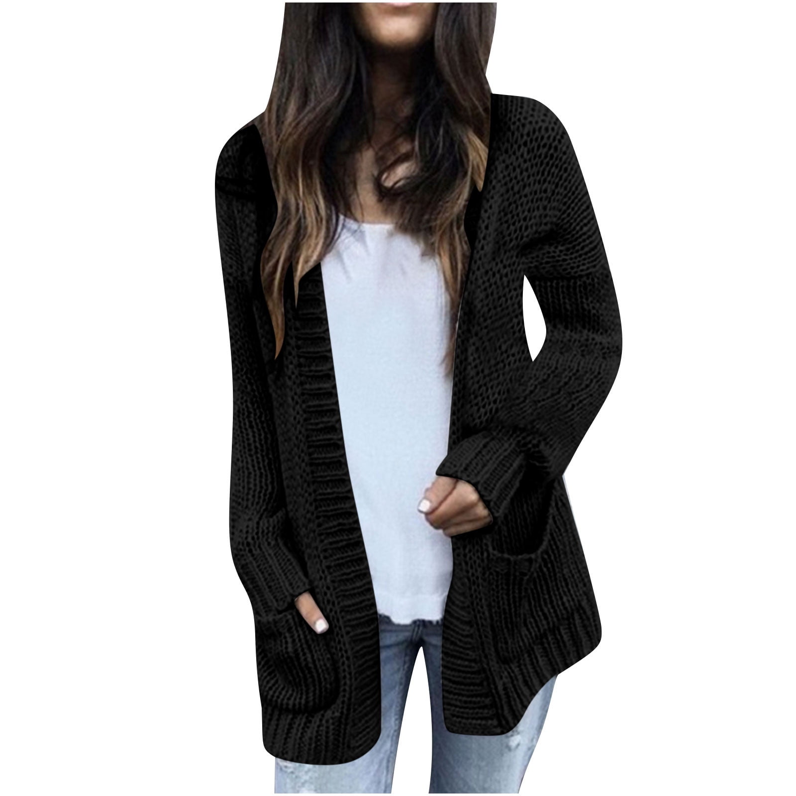 Pejock Womens Long Knit Wool Cardigan Sweaters Oversized Fall Dressy ...