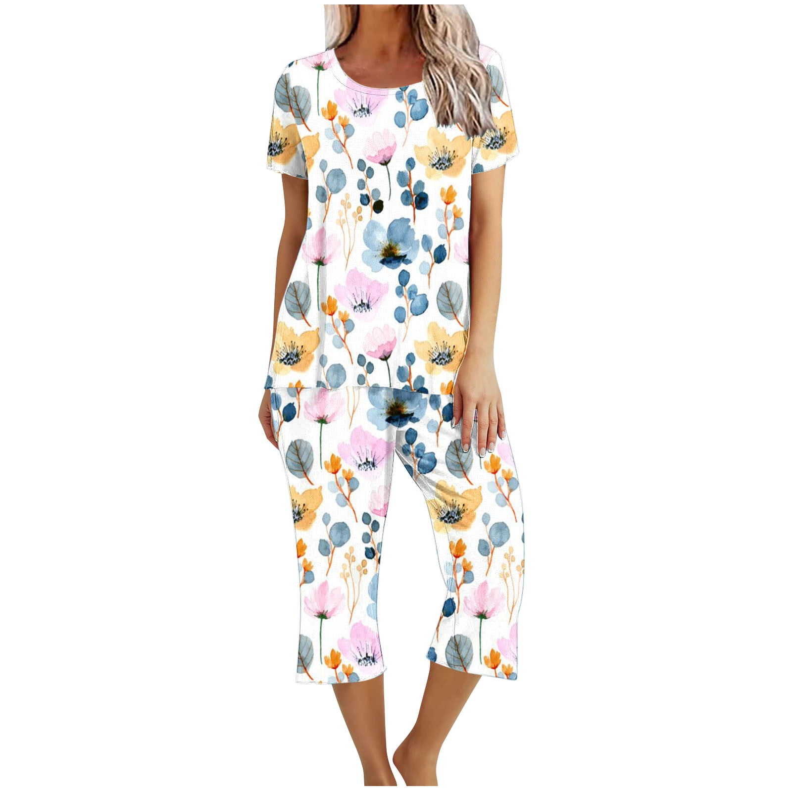 Pejock Fashion Savings Deals! Womens Pajama Sets Floral Sleepwear ...