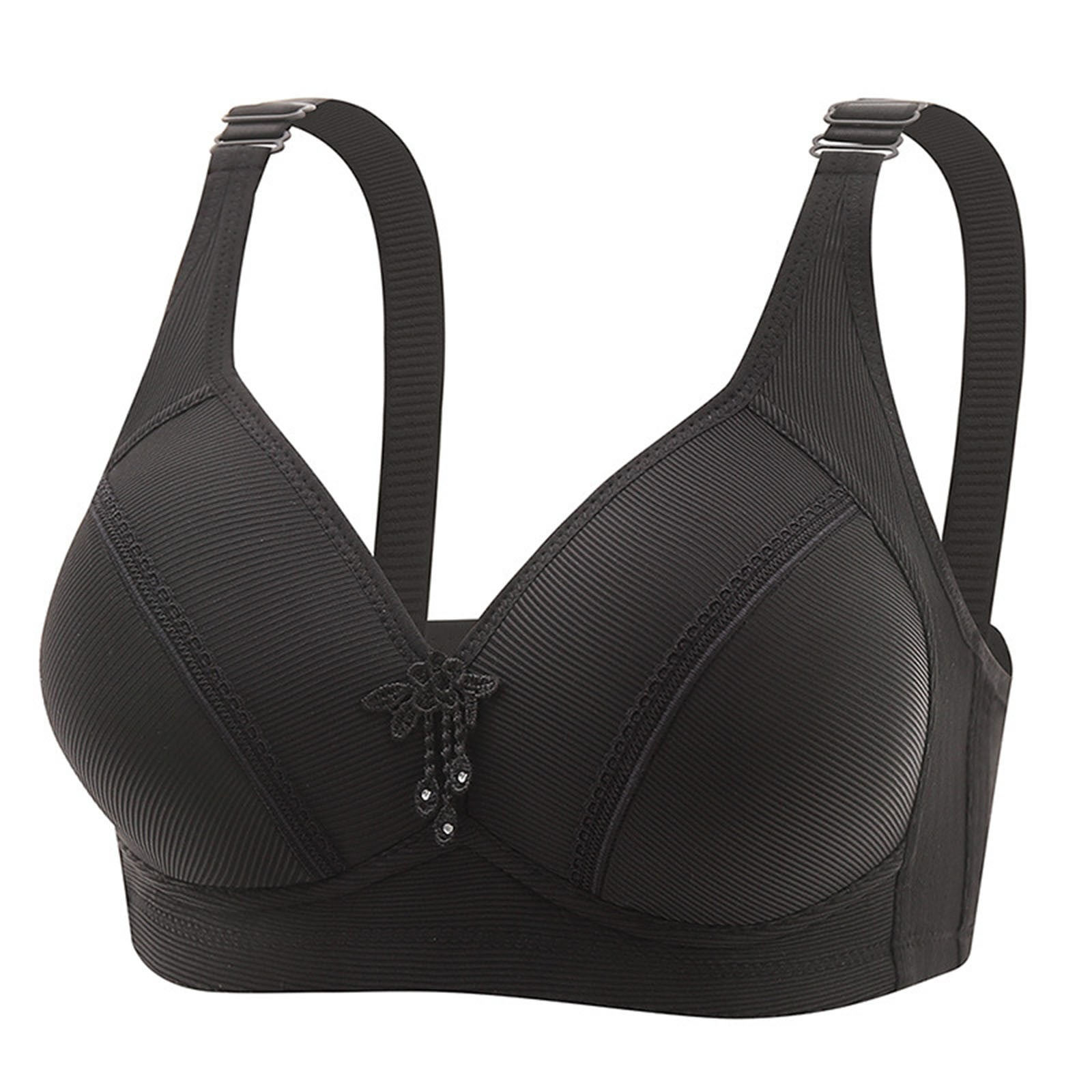 Pejock Womens Plus Size Bra Double Support Wireless Bra with Adjustable ...