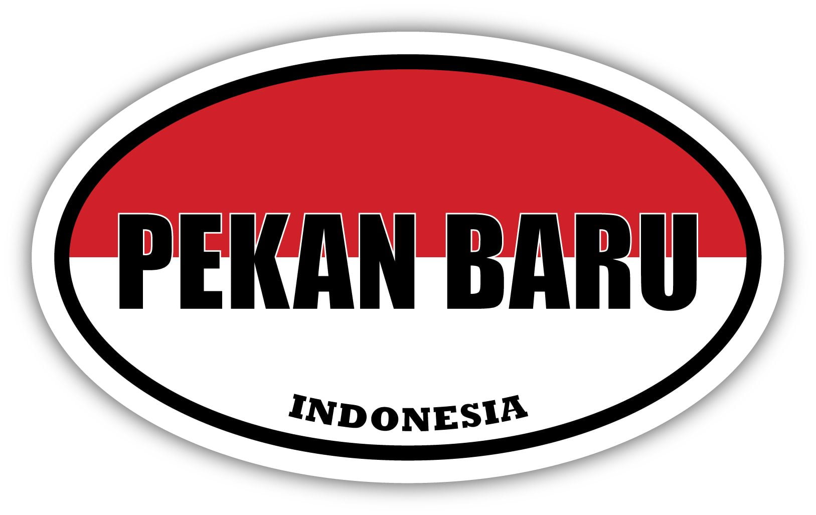Pekan Baru Indonesia Flag Oval Decal Vinyl Bumper Sticker 3x5 inches ...