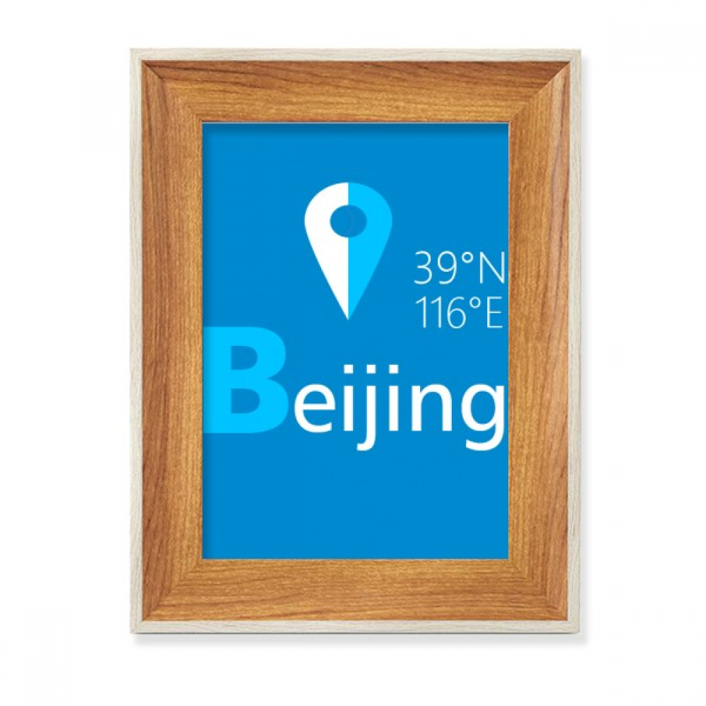 Peking Geography Coordinates Travel Desktop Wooden Photo Frame Display ...