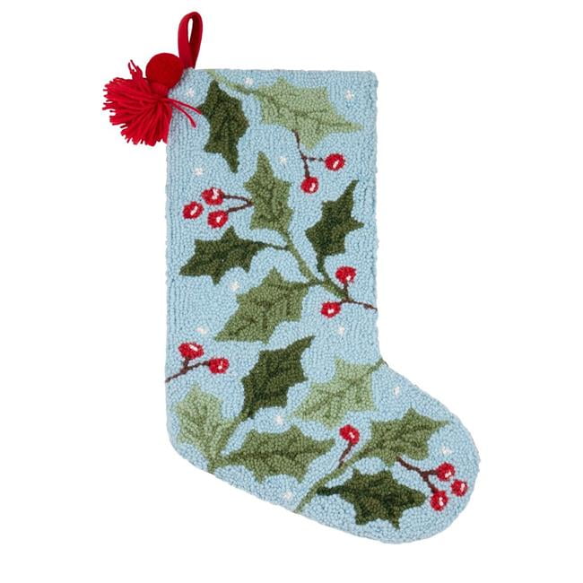 Peking Handicraft 31AV632MC 12 x 20 in. Holly Hook Stocking with Tassel ...
