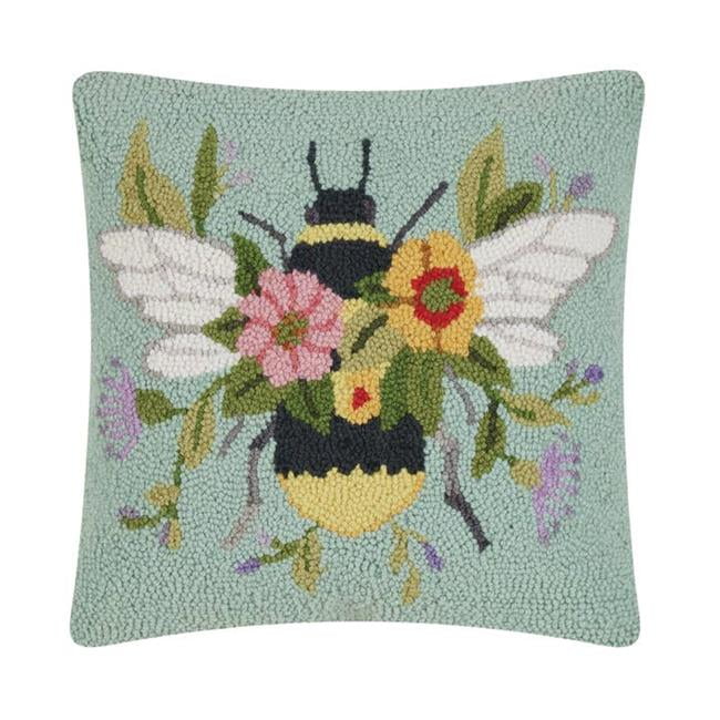 Peking Handicraft 16 x 16 in. Floral Bee Over Flowers Poly Fill Hook ...