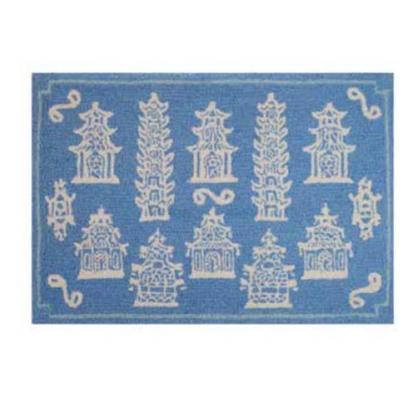 Peking Handicraft 30MCC7C03 2 x 3 ft. Pagodas Periwinkle Rectangle Hook ...