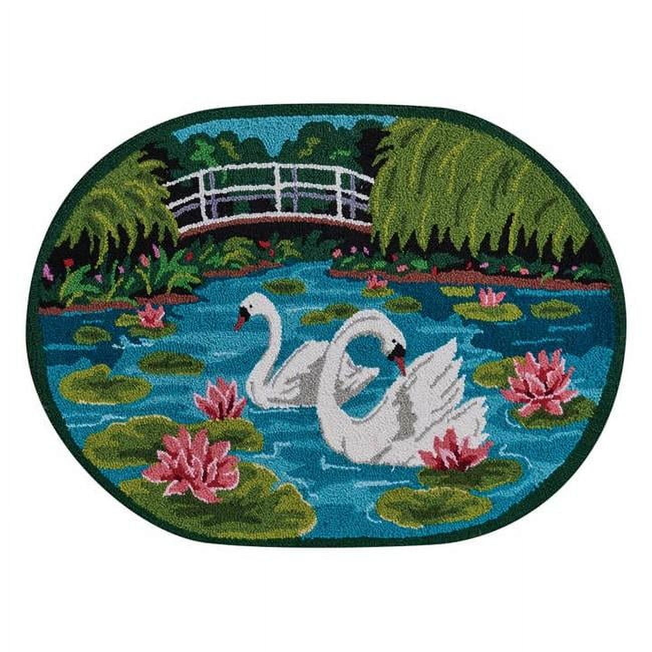 Peking Handicraft 30SJM10896C03 2 x 3 ft. Swans with Lotus Flower Hook ...