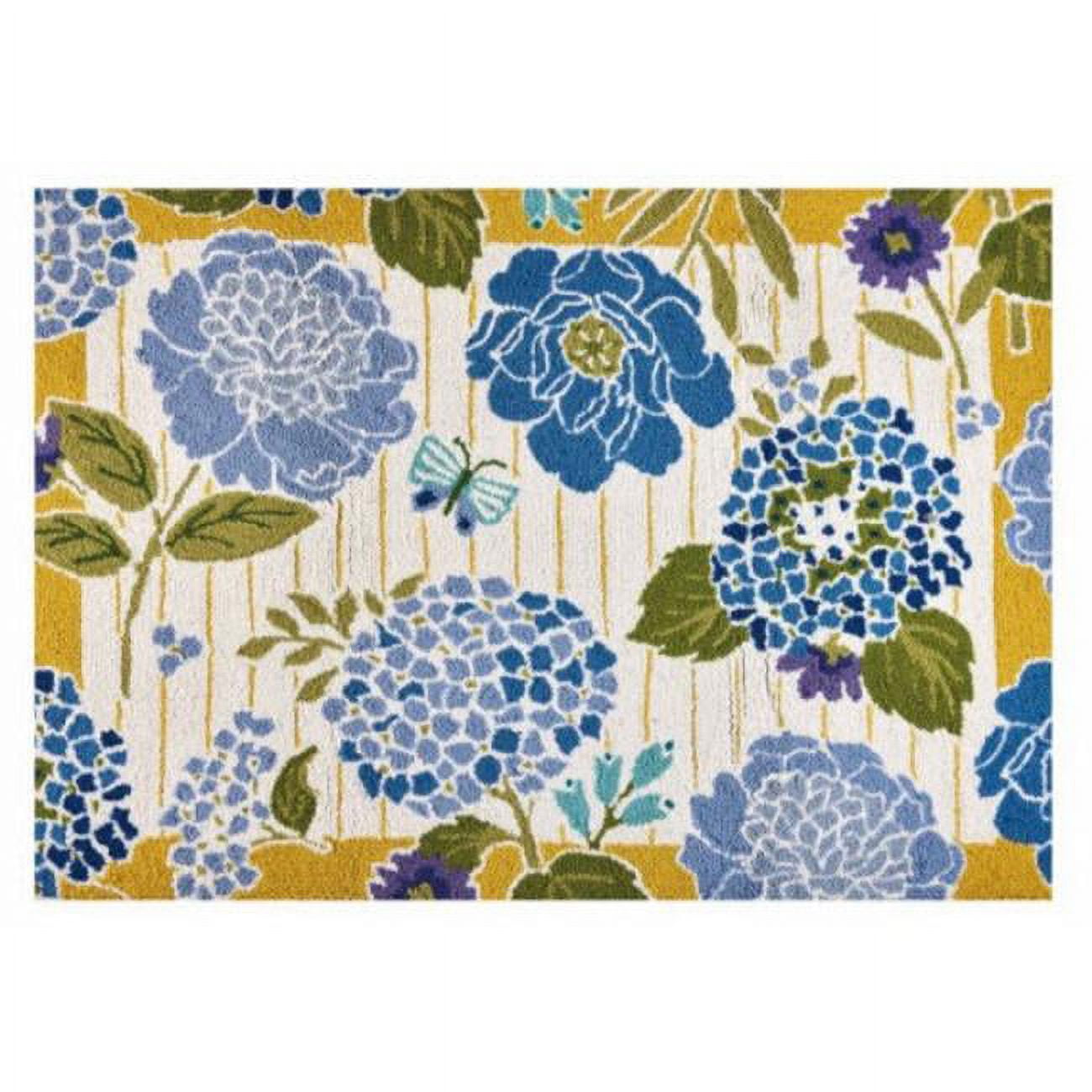 Peking Handicraft 30SN345C40 27 x 40 in. Blue Hydrangea Yellow Border ...