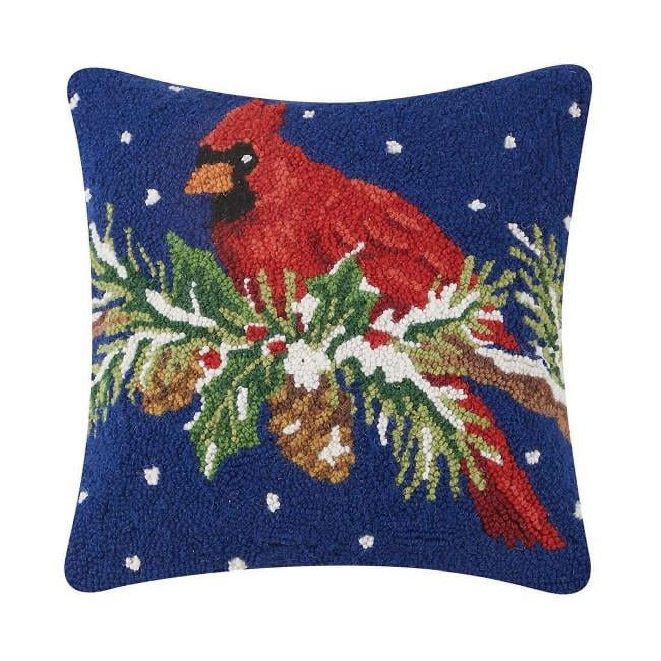 Peking Handicraft 31SJM10745C16SQ 16 x 16 in. Snowy Cardinal Polyester ...