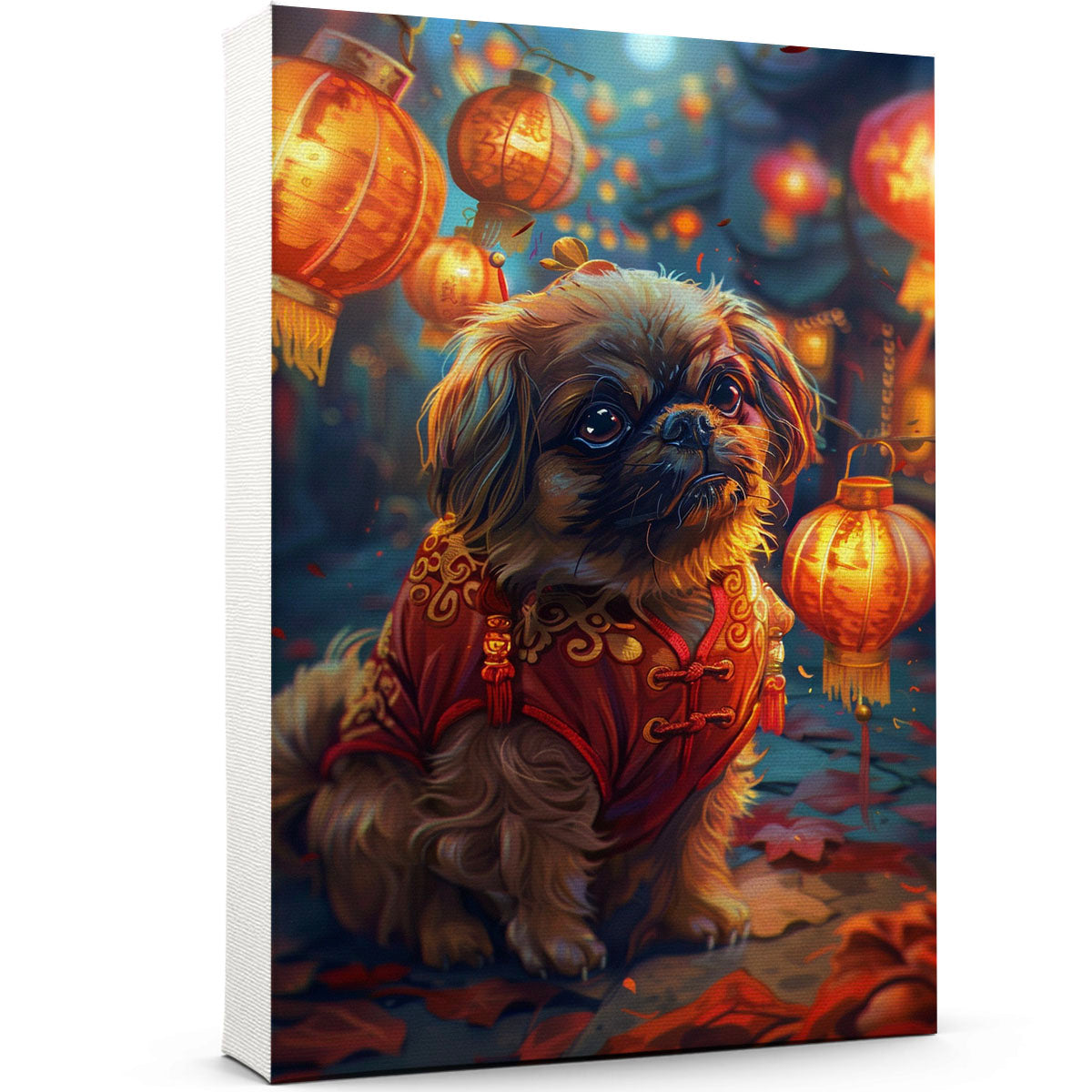 Pekingese Artwork Dog Colorful Poster - Pekingese Dog Canvas Wall Art ...