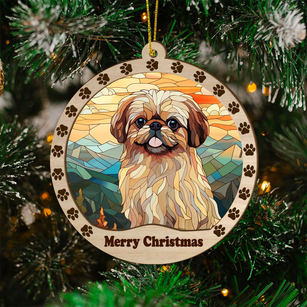 Pekingese Christmas Decorations, Pekingese Dog Stained Glass, Pekingese ...