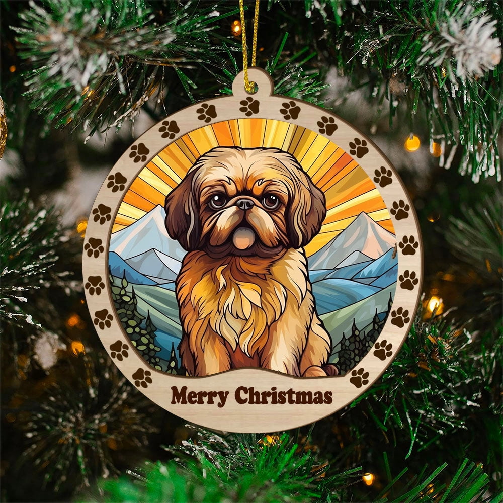 Pekingese Christmas Dog Ornament, Pekingese Dog Stained Glass Christmas ...