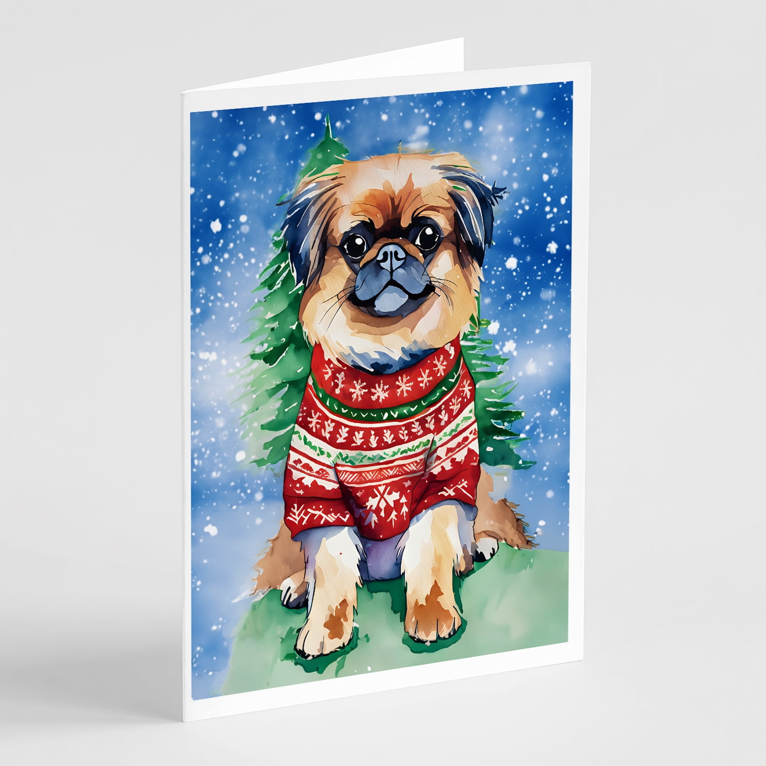 Pekingese Christmas Greeting Cards Pack of 8 7 in x 5 in - Walmart.com