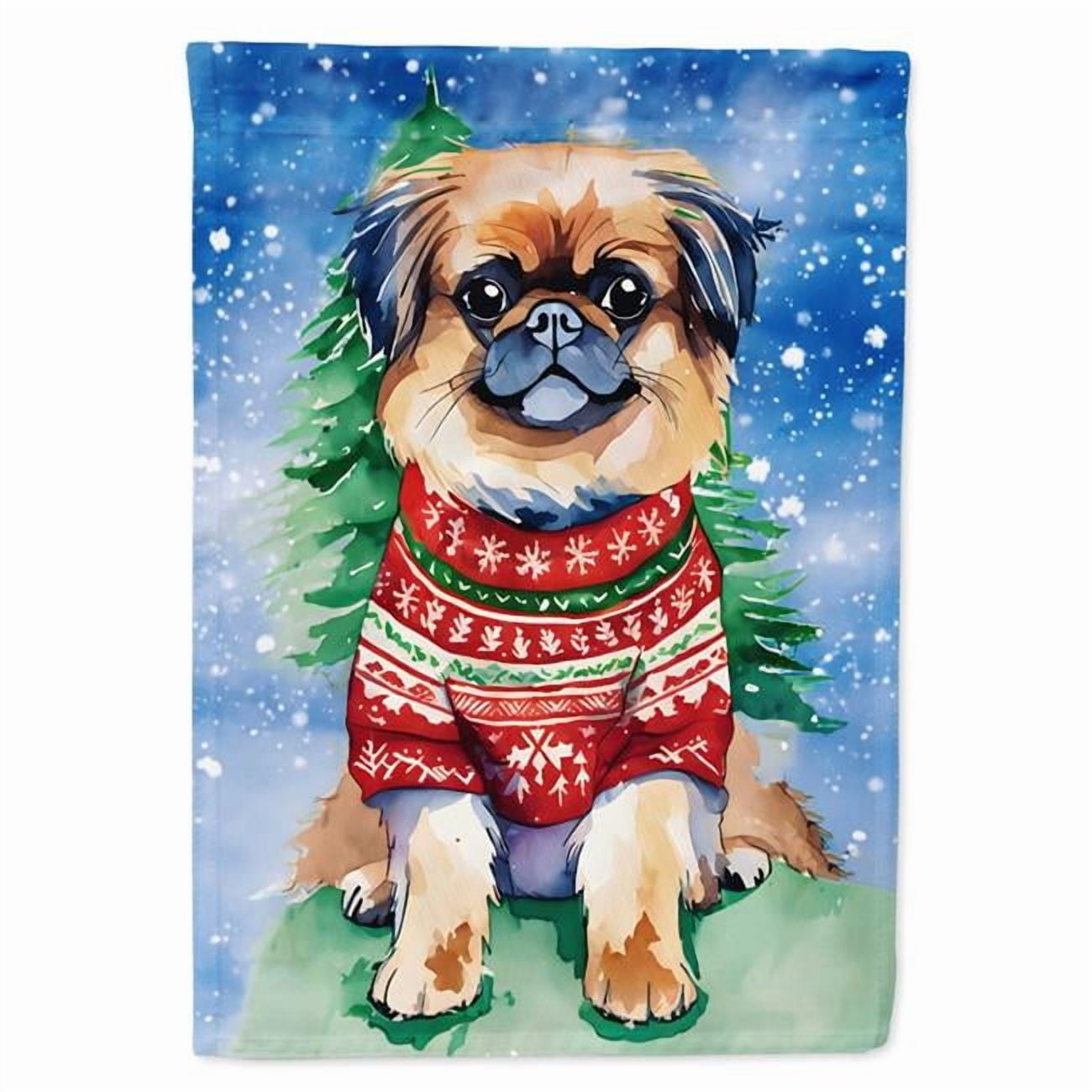 Pekingese Christmas House Flag 28 in x 40 in - Walmart.com