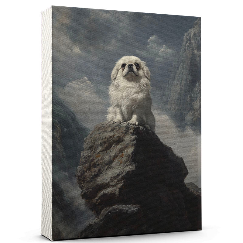 Pekingese Cute Dog Climbing Canvas Canvas – Retro Pekingese Dog Batter ...