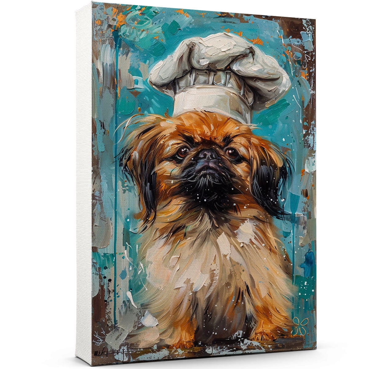 Pekingese Dog Chef Poster, Pekingese Dog Cooking Food Canvas Print for ...