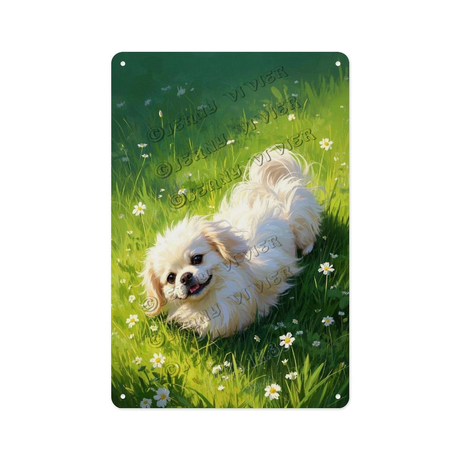 Pekingese Dog on The Grass Metal Sign – Charming Wall Decor for Pet ...