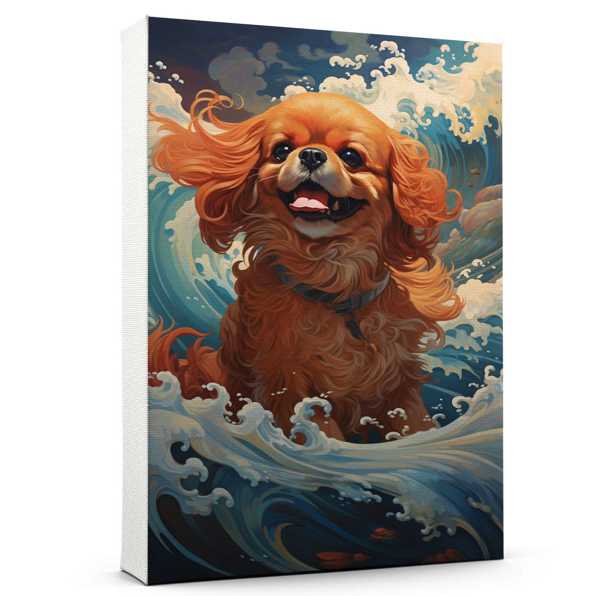 Pekingese Dog With Great Wave Japanese Wall Art poster paintings for ...