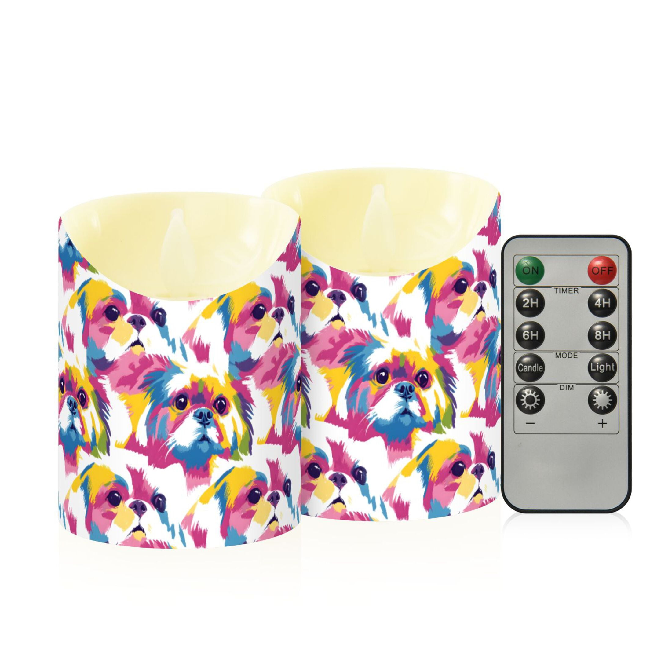 Pekingese Dog Head Pattern Flameless Candles 2 PCS with Remote ...