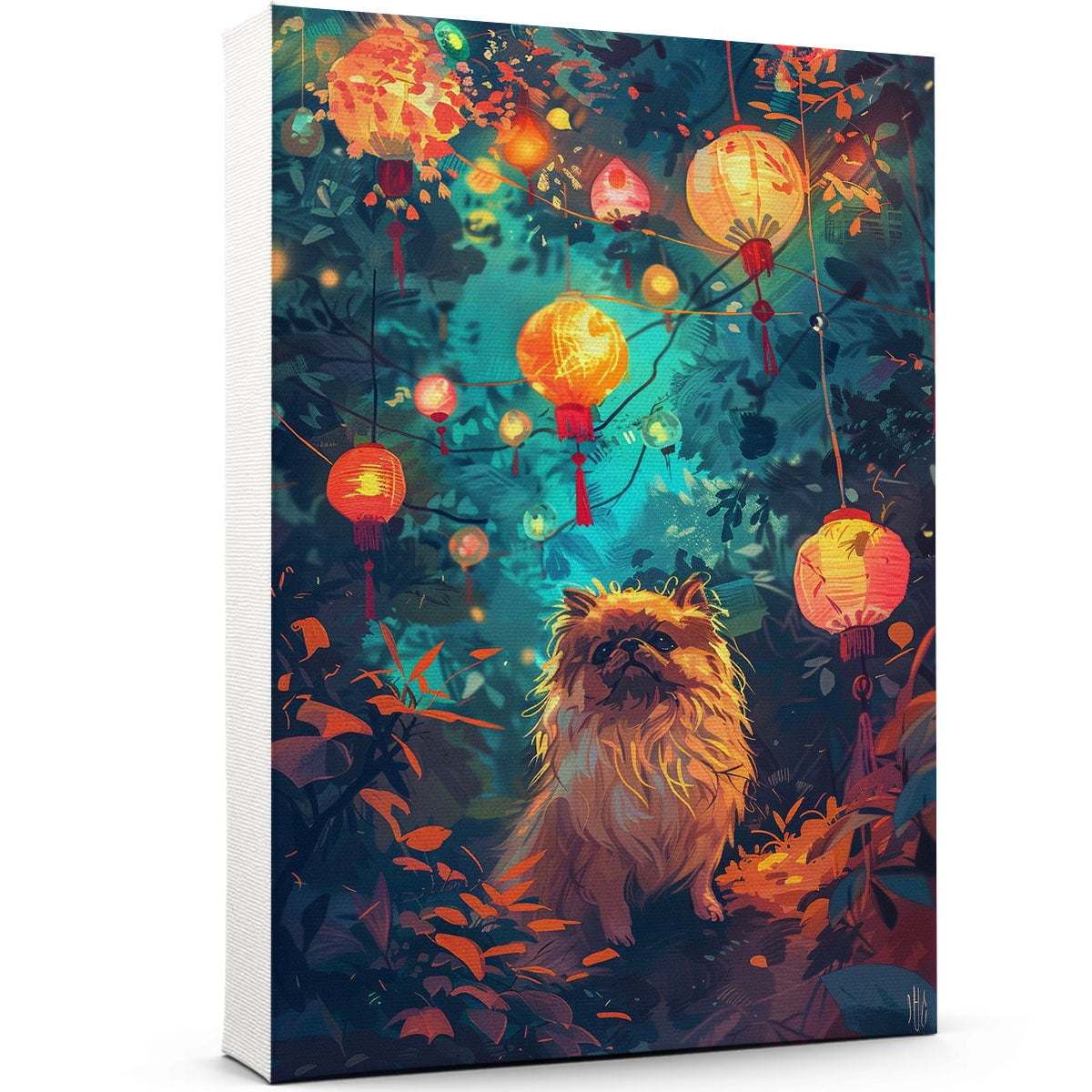 Pekingese Dog Watercolor Art Poster - Pekingese Dog Canvas Wall Art For ...