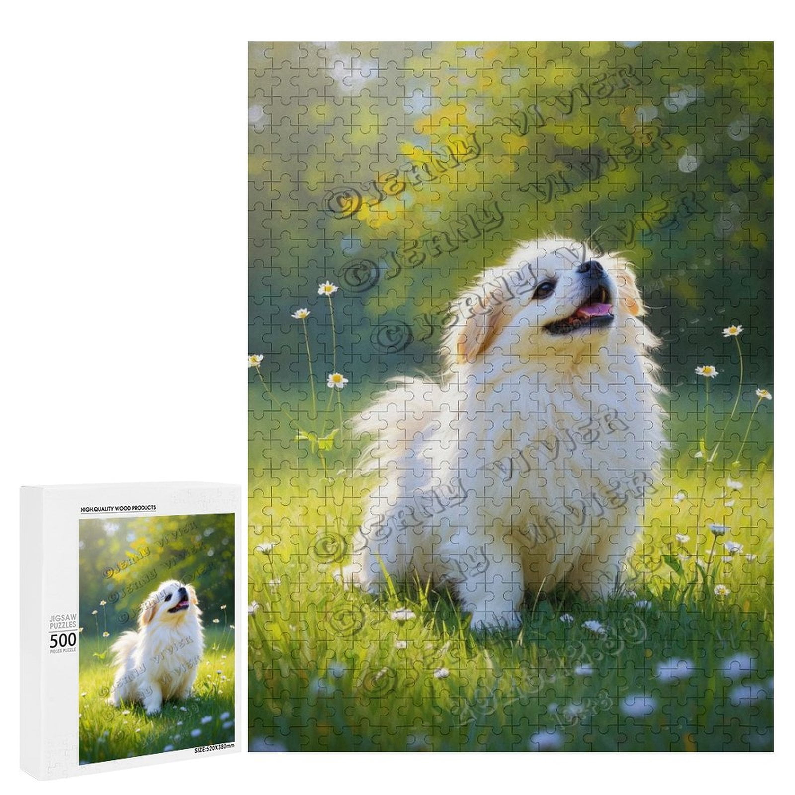 Pekingese Dog on the Grass – 500 Piece Wooden Puzzle – Relaxing Jigsaw ...