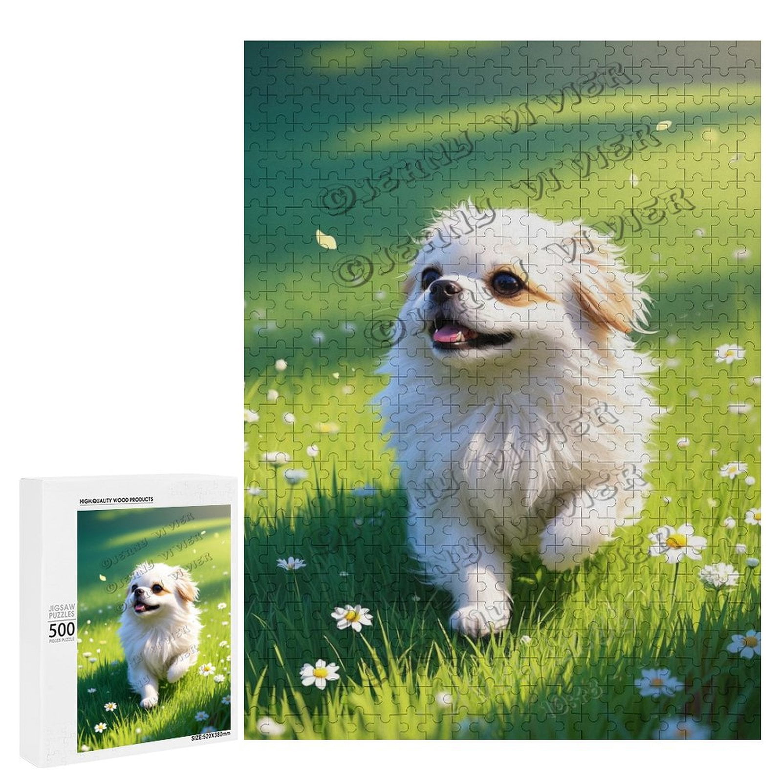 Pekingese Dog on the Grass – 500 pcs Wooden Puzzle for Adults – Cute ...