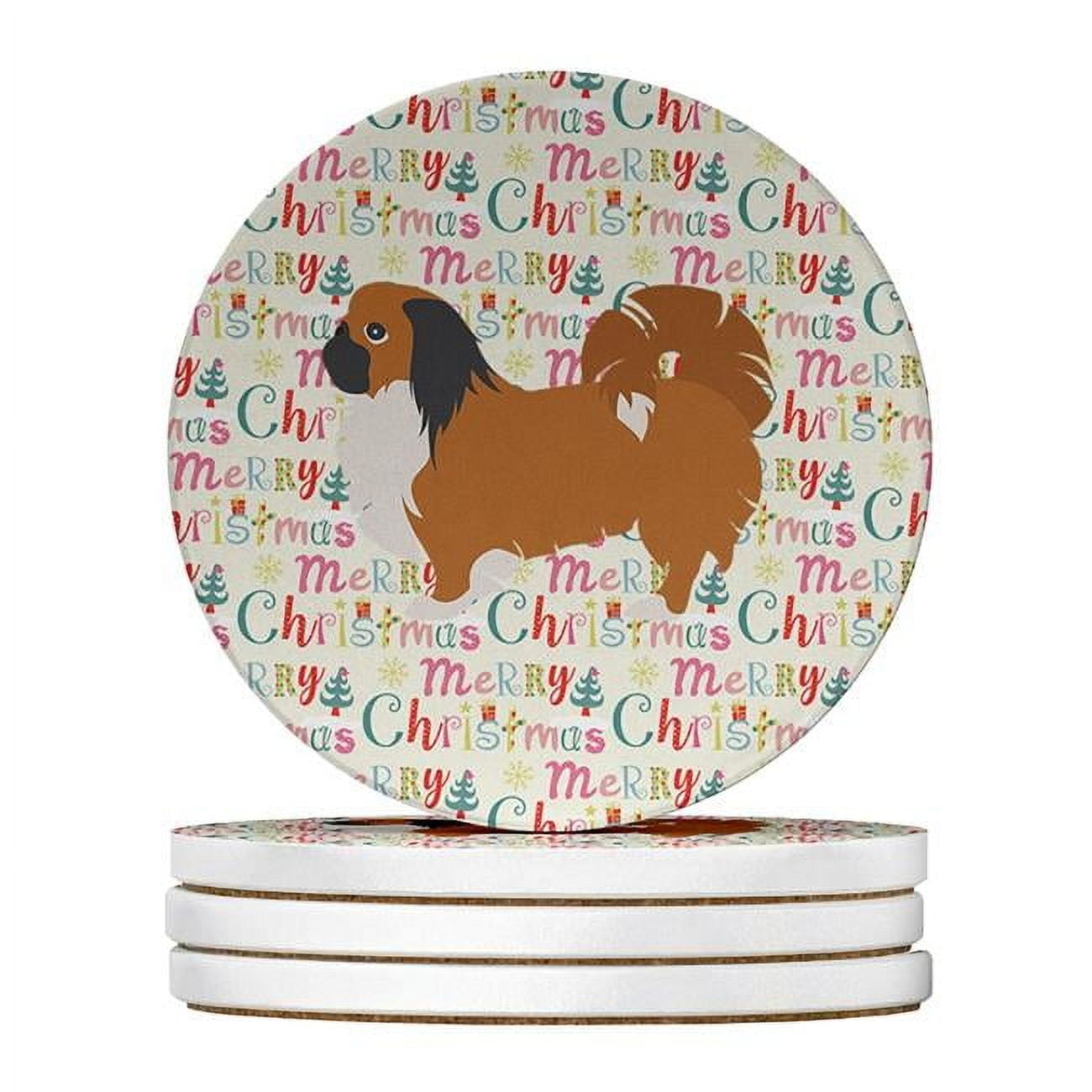 Pekingese Merry Christmas Large Sandstone Coasters Pack of 4 4 in x 4 ...