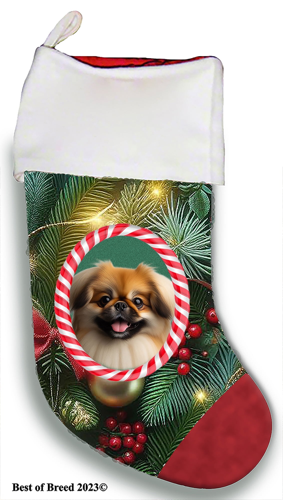 Pekingese Red - Best of Breed Christmas Stocking 13.5" Red Gaming Cloth ...