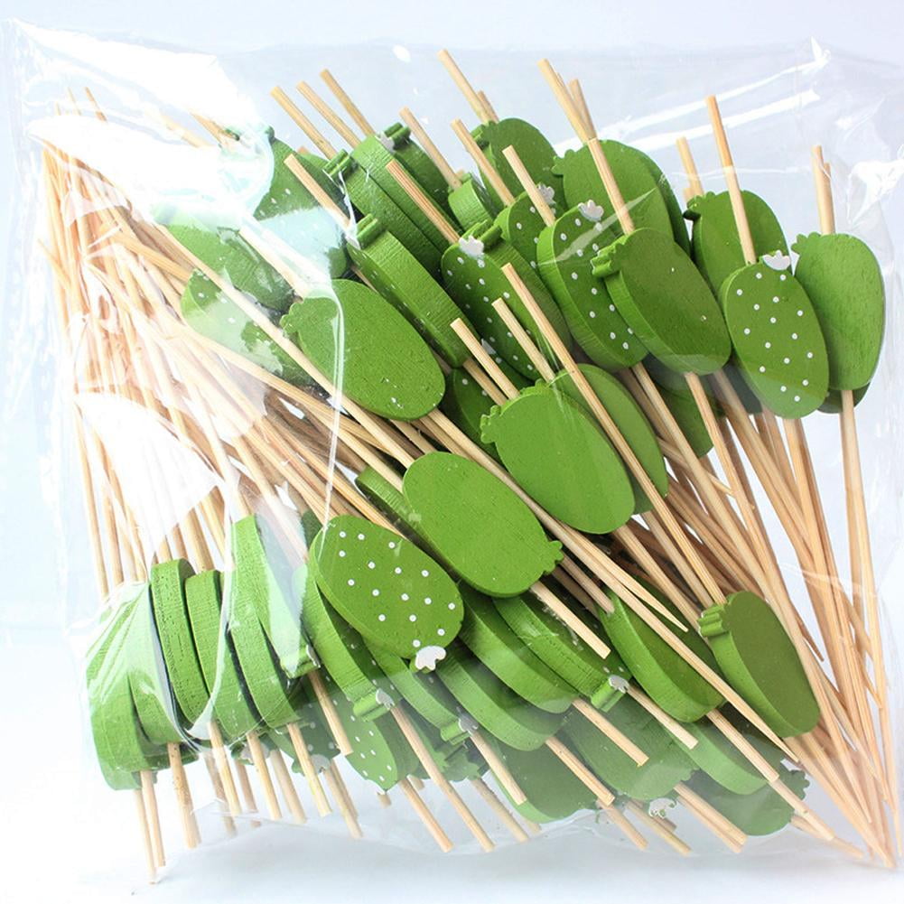 Pekkaxy 100pcs Cactus Bamboo Cocktail Sticks, Fruit Appetizer Party ...